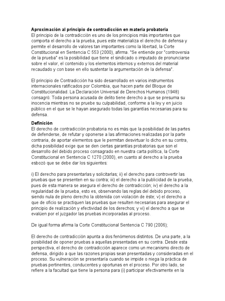 Exposicion Principio de Contradiccion | PDF | Debido al proceso | Justicia