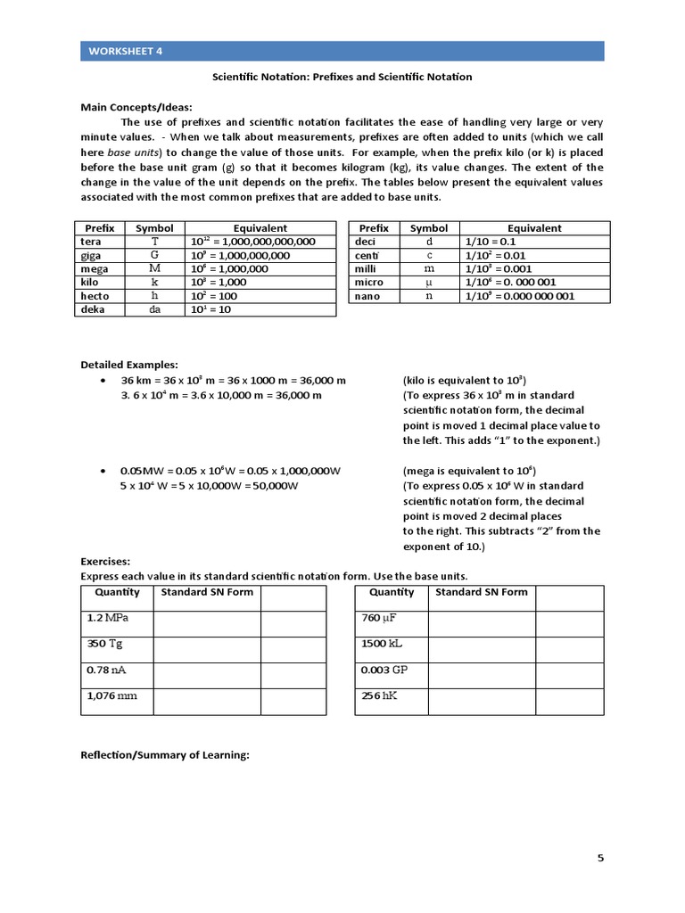 Scientific Notation: Prefixes To Scientific Notation | PDF ...