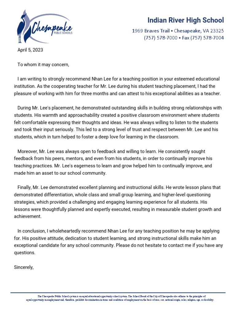 Recommendation Letter | PDF | Teachers | Mentorship