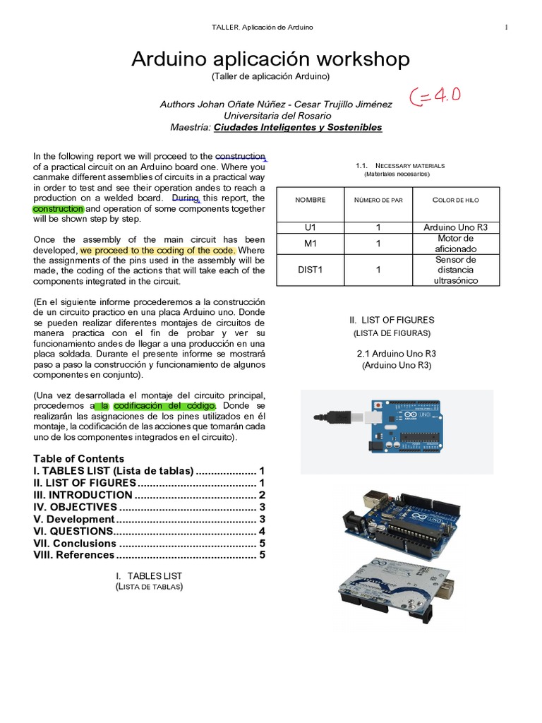 Arduino Aplicación Workshop | PDF | Arduino | Ingenieria Eléctrica