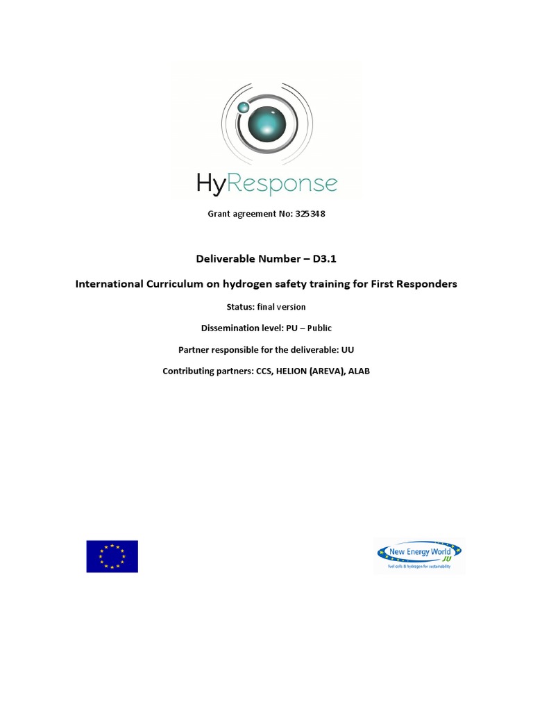 D3.1 - International Curriculum On Hydrogen Safety Training For First Responders - V7.0 | PDF ...