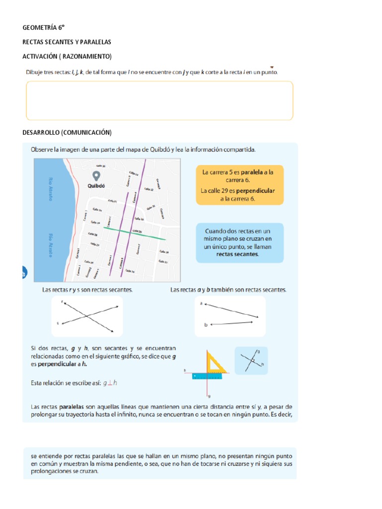 Geo 6 Rectas Secantes y Paralelas | PDF