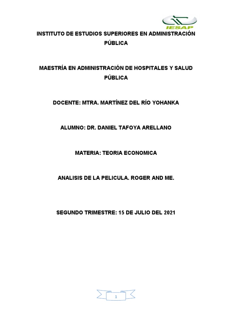 Analisis de La Pelicula. Roger and Me. | PDF | Economias | Ciencias ...