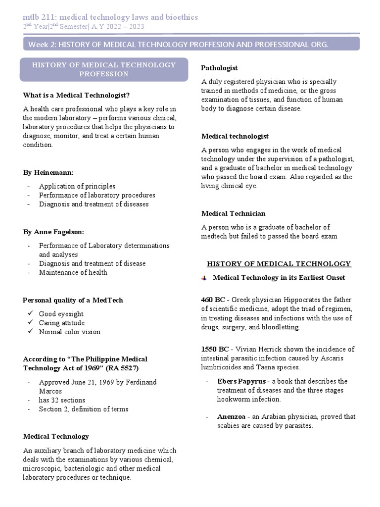 MTLB Week 2 | PDF | Medicine | Pathology