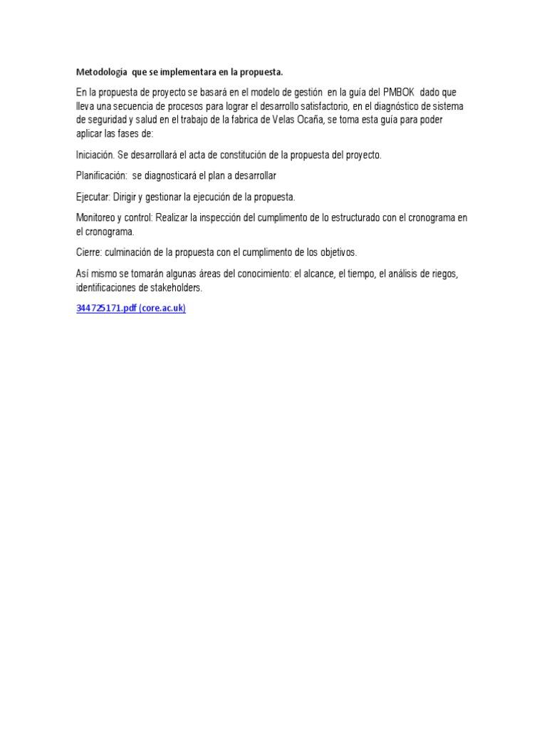 Metodología Que Se Implementara en La Propuesta.: 344725171.pdf (Core - Ac.uk) | PDF