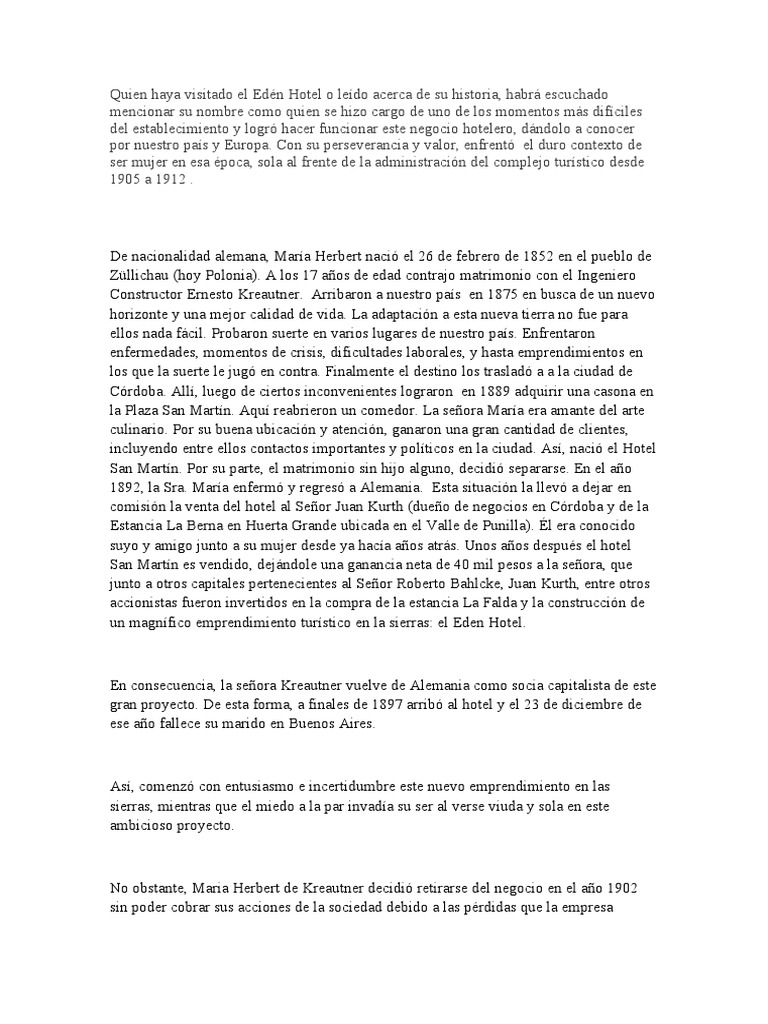 María Herbert y el Edén Hotel | PDF | Hotel