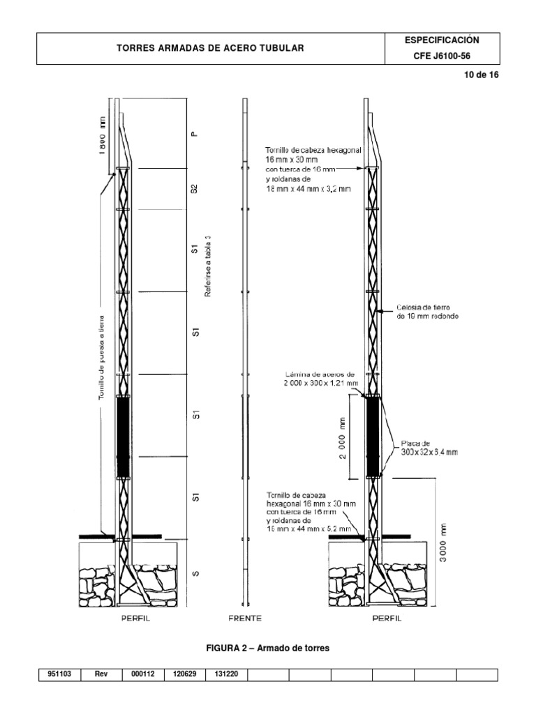 Torres Armadas de Acero Tubular Especificación CFE J6100-56 10 de 16 | PDF