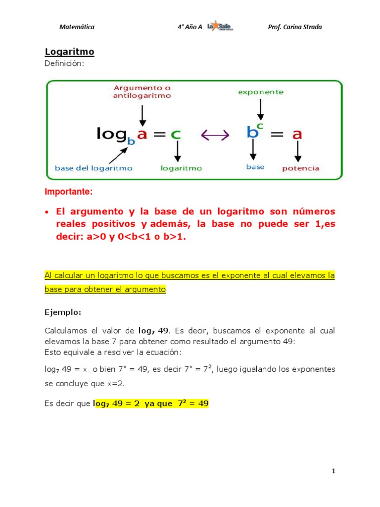 Logaritmo Definicion | PDF | Logaritmo | Análisis matemático