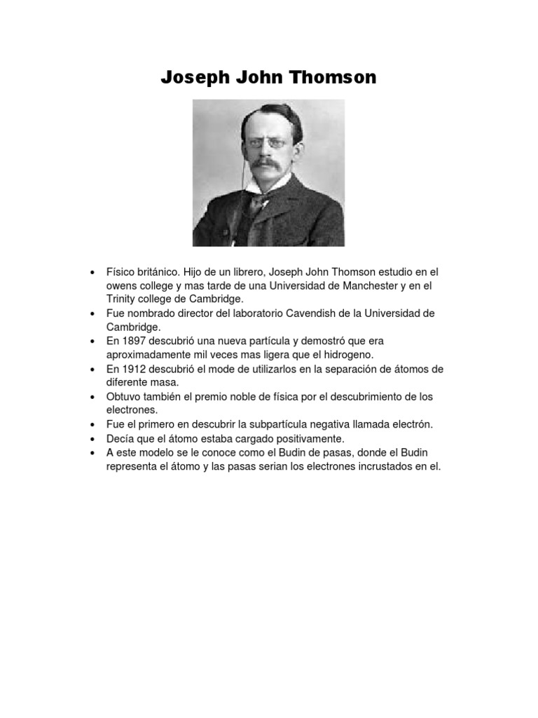 Biografía de Joseph John Thomson | PDF