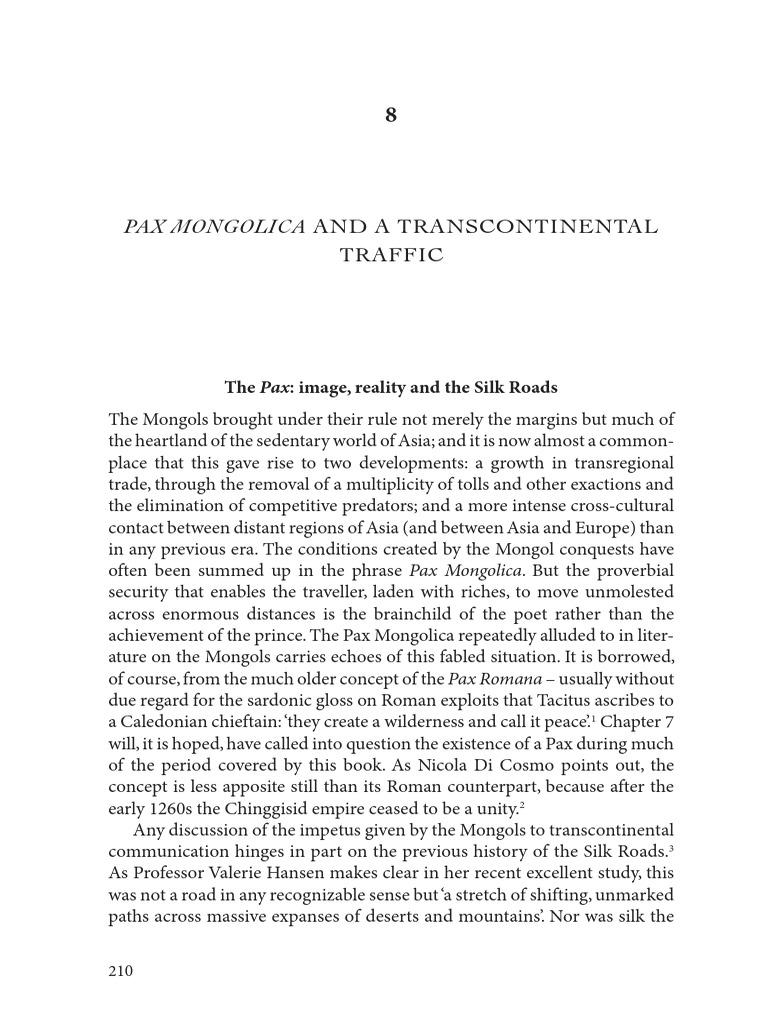 Understanding Pax Mongolica's Impact | PDF | Mongol Empire | Silk Road