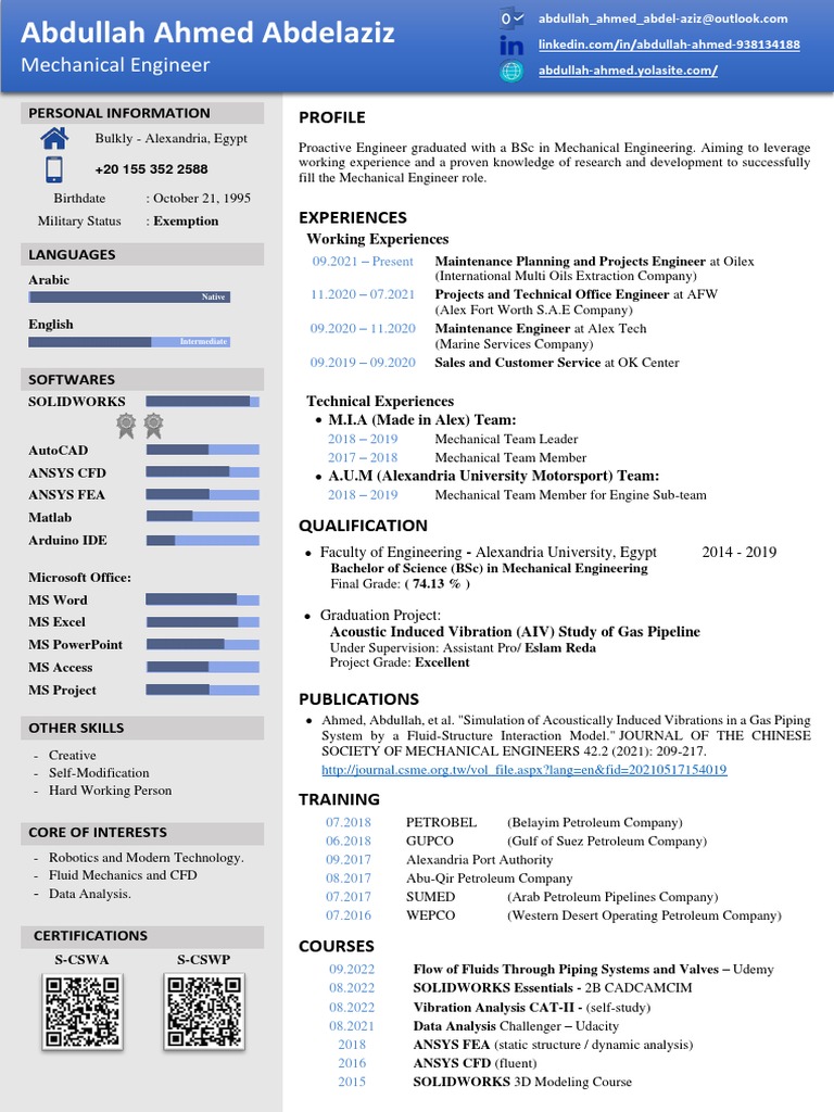 Mechanical Engineer: Profile | PDF | Mechanical Engineering | Engineering