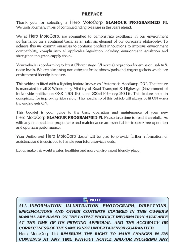 Preface: Glamour Programmed Fi | PDF | Clutch | Headlamp