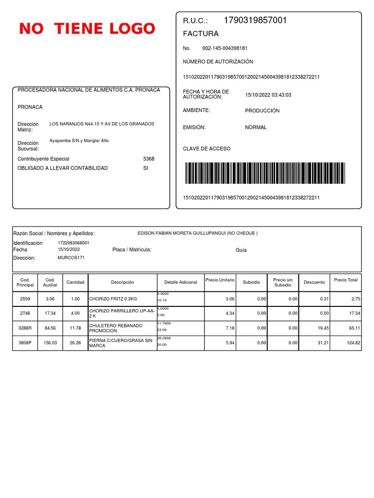 Factura | PDF | Industrias de servicio | Economía Financiera