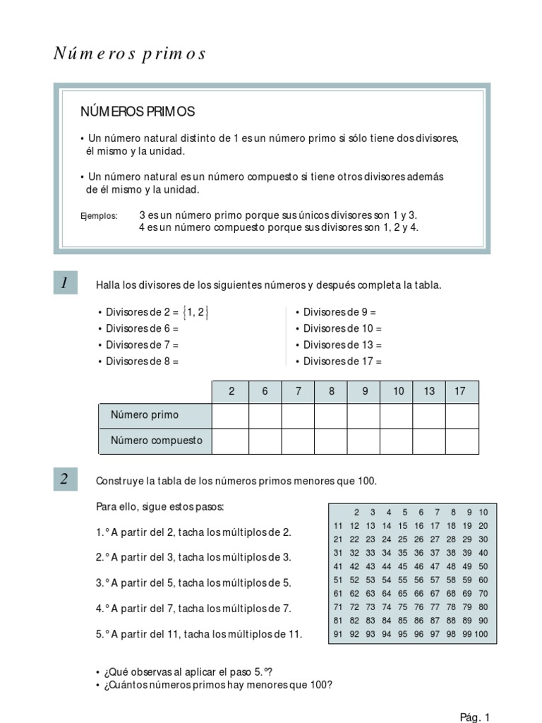 Numeros Primos | PDF | Número primo | Números