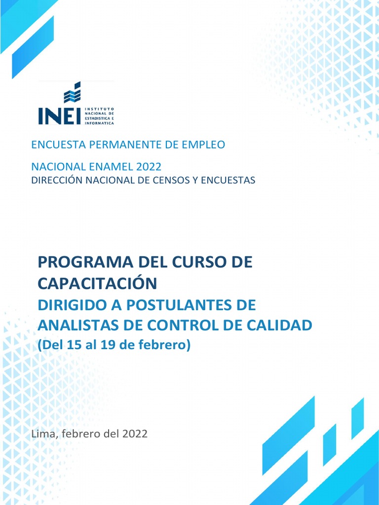 Programa Del Curso de Capacitación para Analistas de Calidad | PDF ...