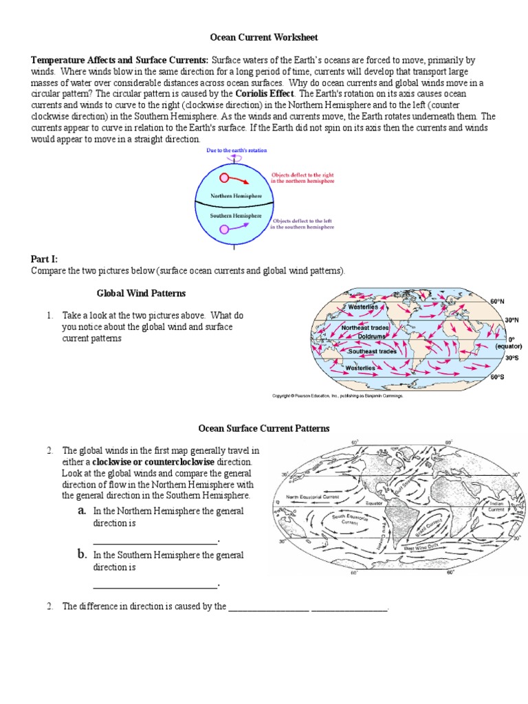 Coriolis Effect and Water and Ocean Currents MAP | PDF | Oceans | Wound