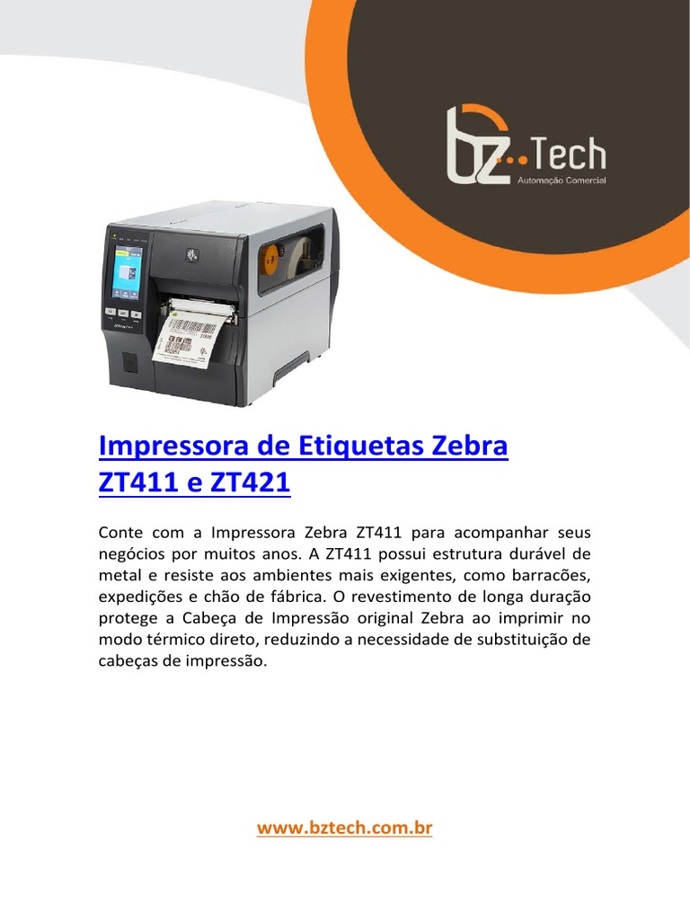 Manual Zebra zt411 zt421 | PDF | USB | Impressora (informática)