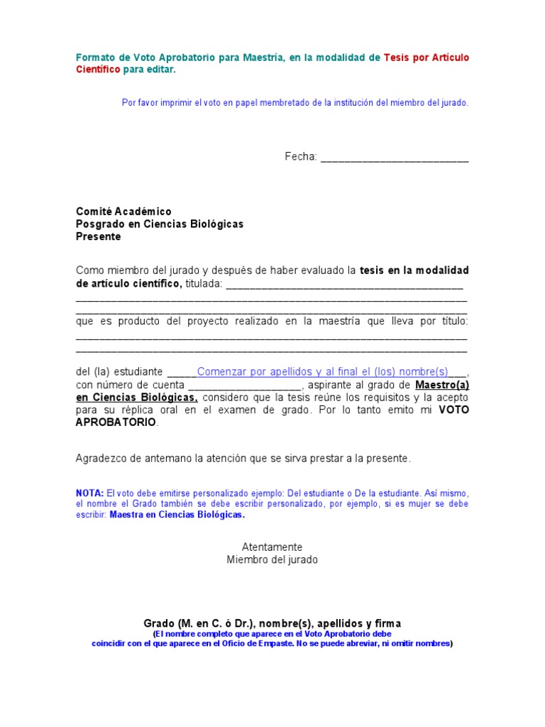 Voto Aprobatorio Xartcientifico | PDF | Crecimiento personal y profesional