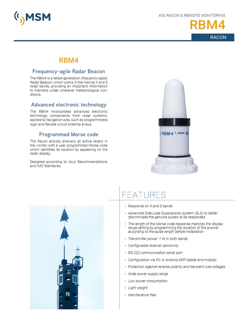 RBM4 RACON Technical Data Sheet | PDF | Radar | Radio Technology