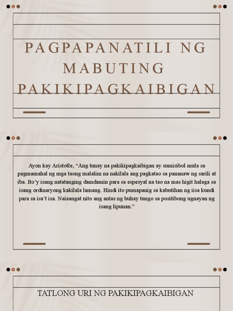 Pagpapanatili NG Mabuting Pakikipagkaibigan | PDF