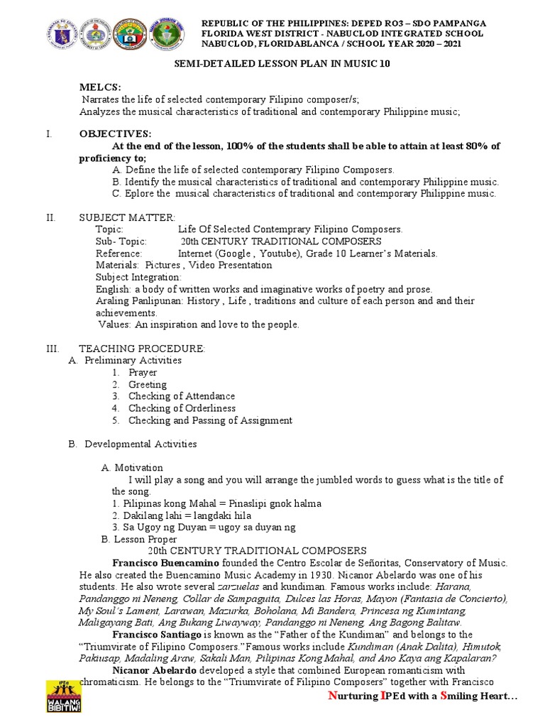 Music 10 Lesson Plan | PDF | Musical Compositions | Symphony