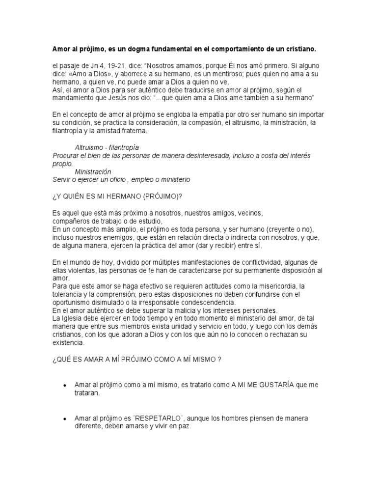 Amor al prójimo: concepto y acciones | PDF | Amor