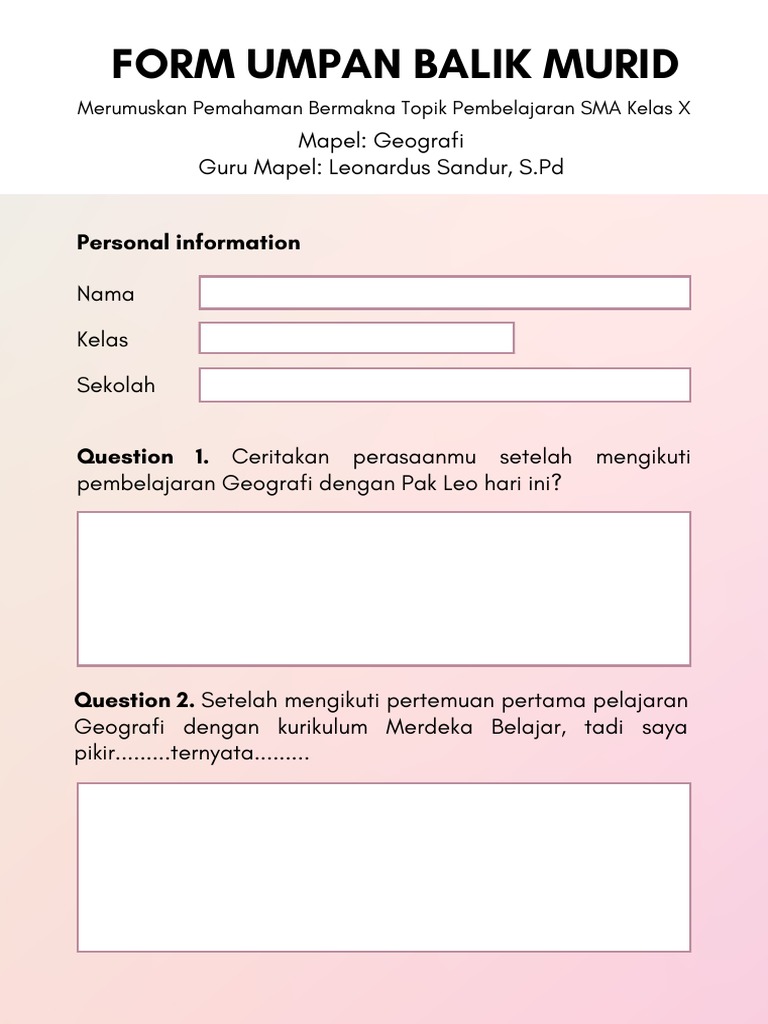 Form Umpan Balik Topik3 | PDF Form Umpan Balik Topik3 | PDF