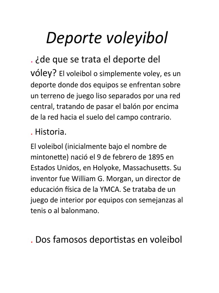 Deporte Voleyibol: ¿De Que Se Trata El Deporte Del Vóley? | PDF