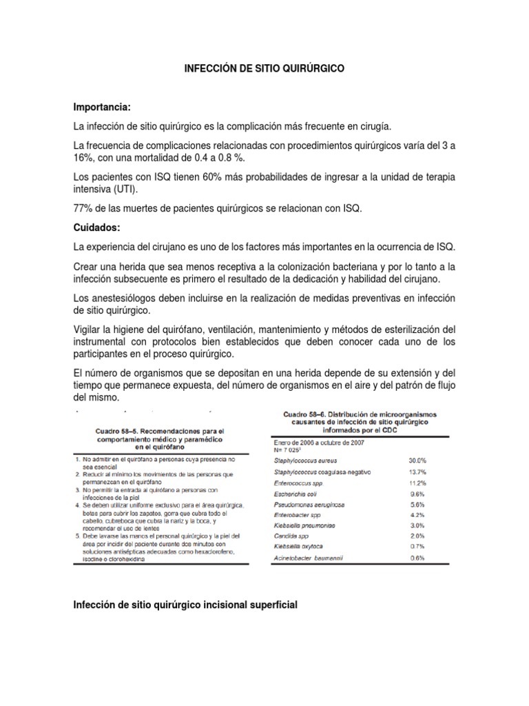 INFECCIÓN DE SITIO QUIRÚRGICO | PDF | Cirugía | Herida