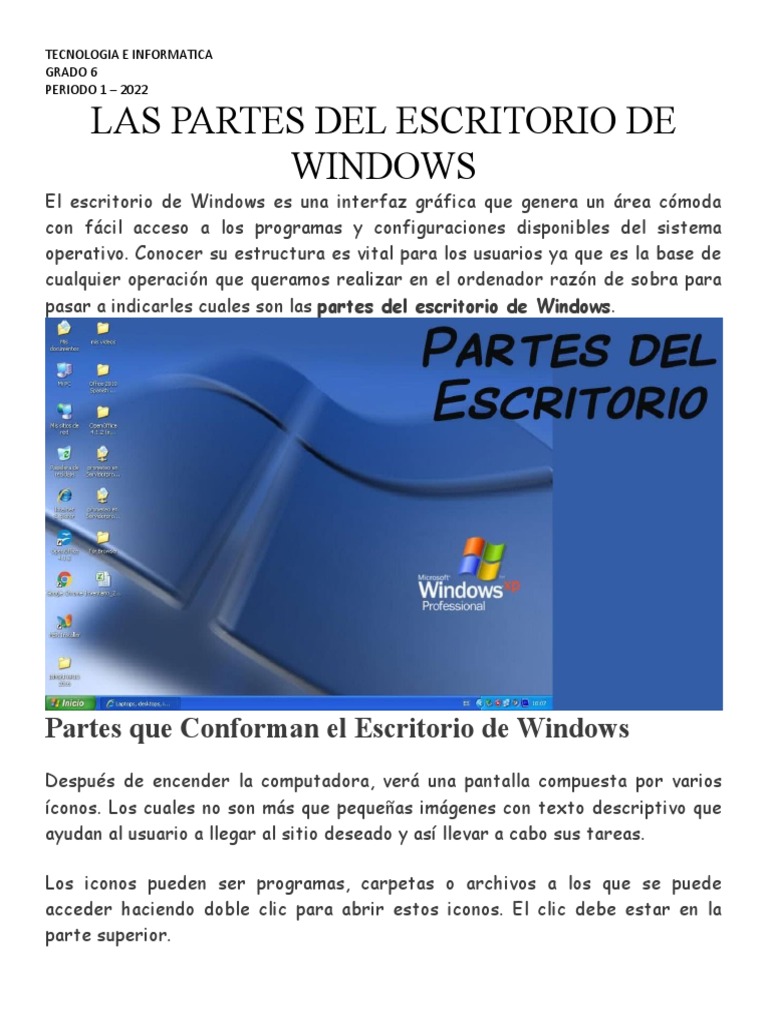 Las partes fundamentales del escritorio de Windows | PDF | Ventana ...
