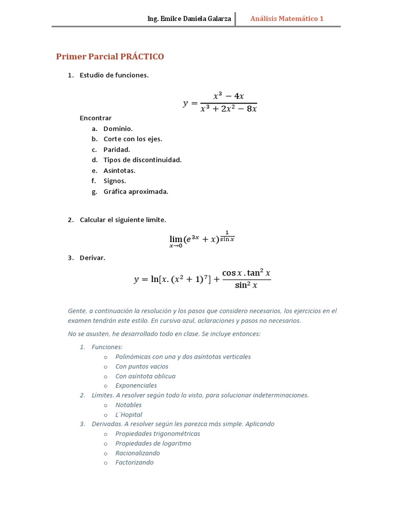 Modelo de Primer Parcial | PDF | Asíntota | Logaritmo