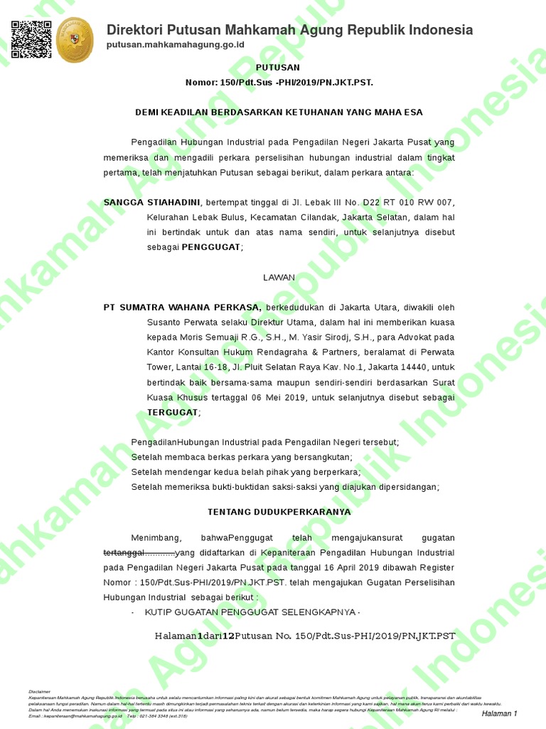 Putusan 150 PDT - Sus-Phi 2019 PN JKT - PST 20230210112627 | PDF