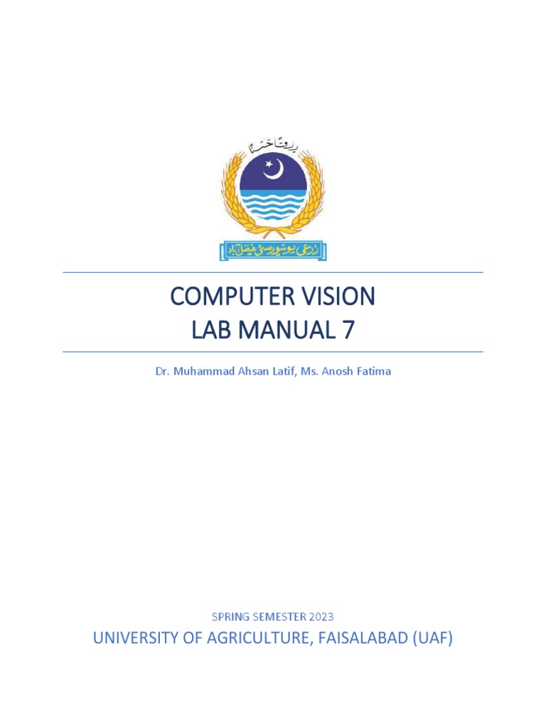 Computer Vision Lab Manual 7: University of Agriculture, Faisalabad ...