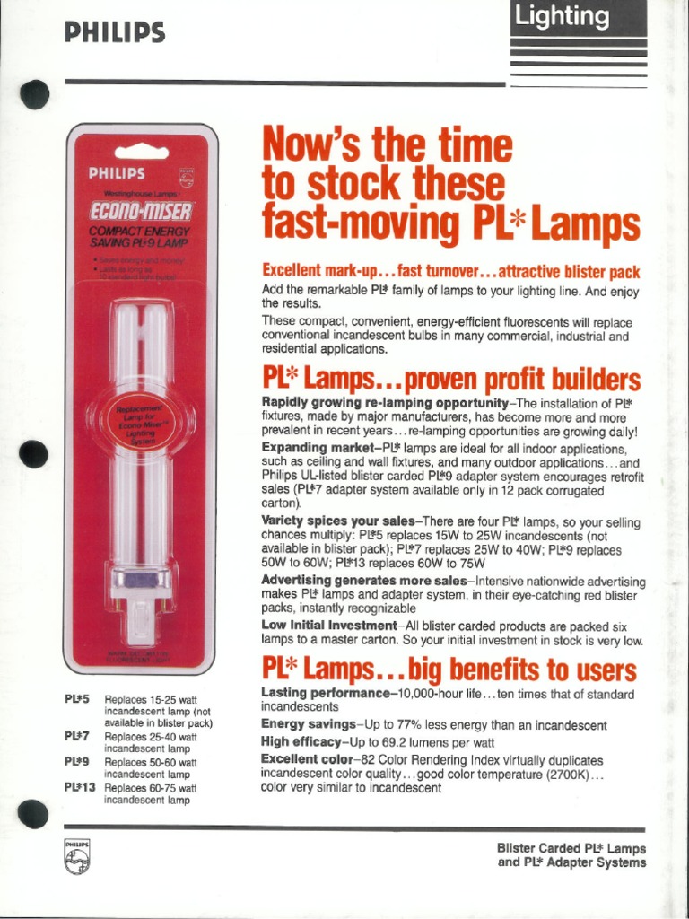 Philips Retail Merchandising PL Lamp & Adaptor 10-84 | PDF