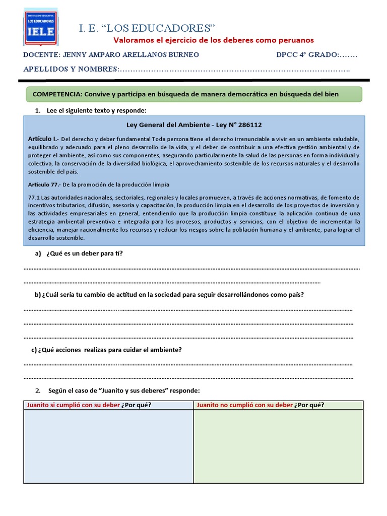Ficha DPCC DEBERES y Derechos | PDF | Sustentabilidad | Desarrollo sostenible