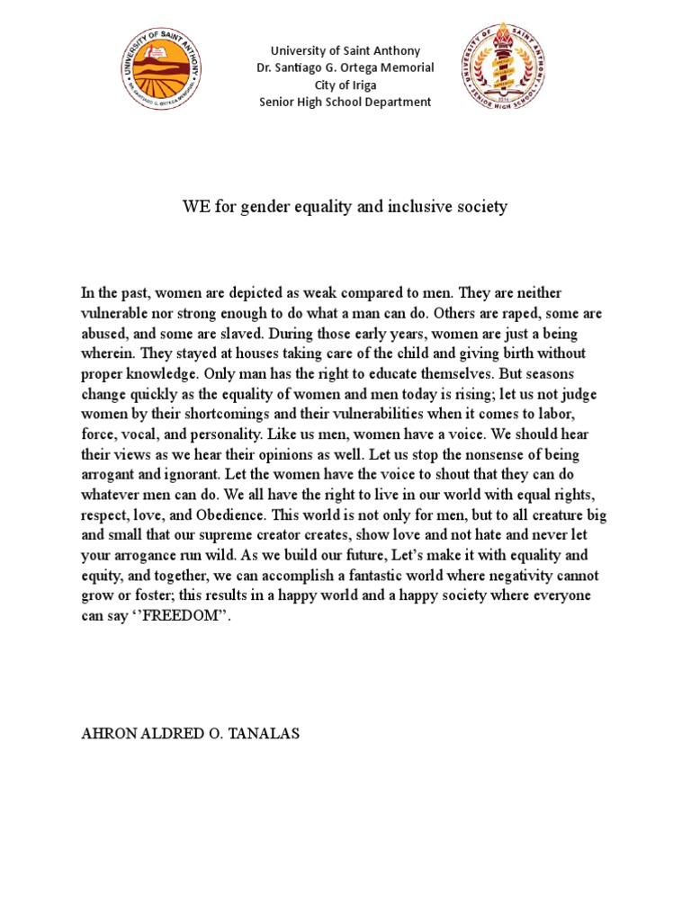 We For Gender Equality And Inclusive Society Pdf