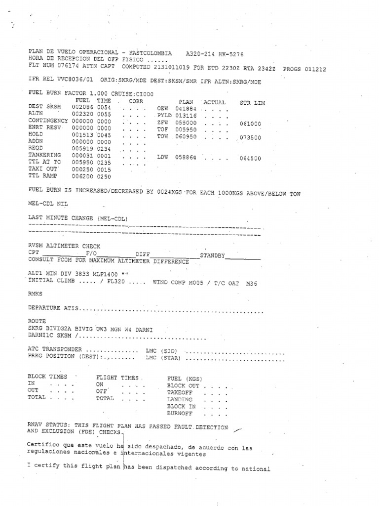 Plan de Vuelo Operacional Ar | PDF