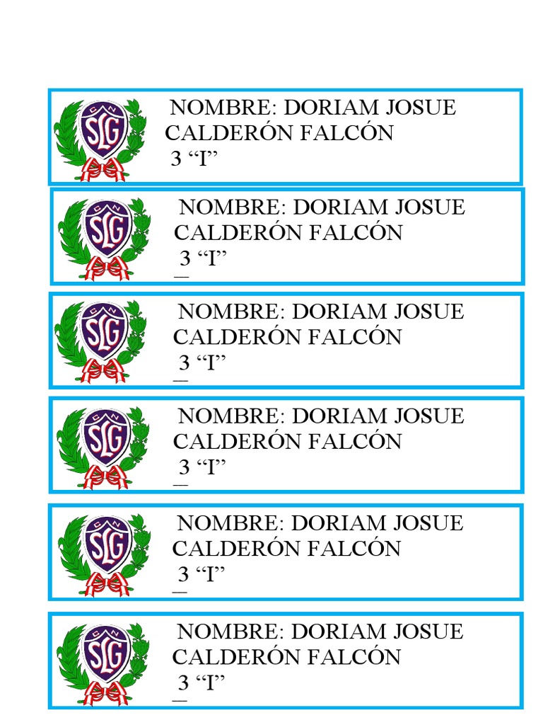 Etiquetas Del Colegio | PDF