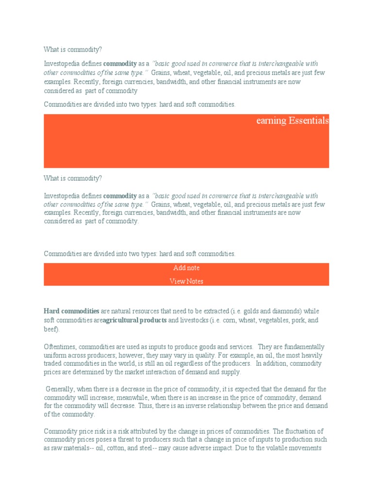 Chapter 2 Commodity | PDF | Commodity | Demand