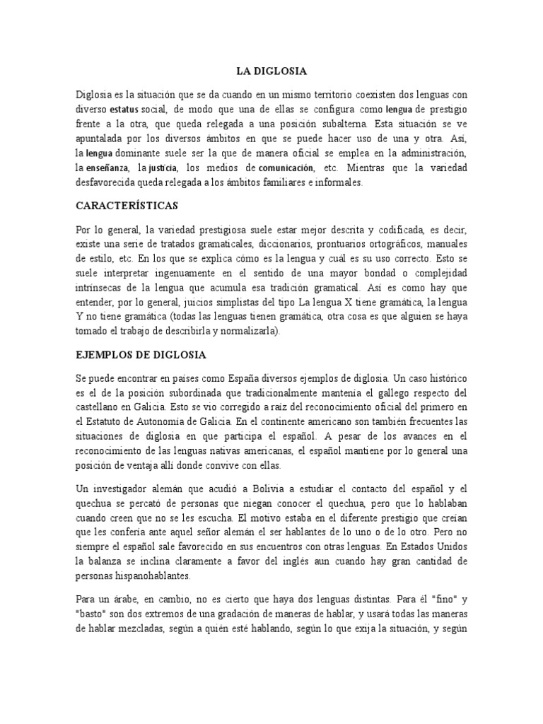 La Diglosia | PDF | Ciencia cognitiva | Cognición