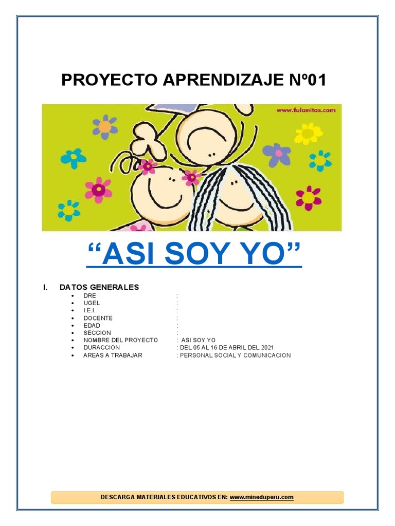Proyecto #1 Asi Soy Yo | PDF | Aprendizaje | Comunicación