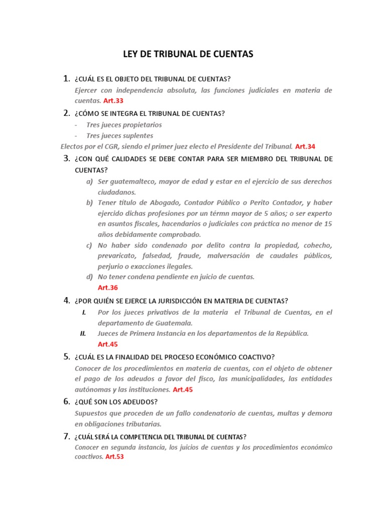 Ley del Tribunal de Cuentas en Guatemala | PDF | Apelación | Sentencia ...
