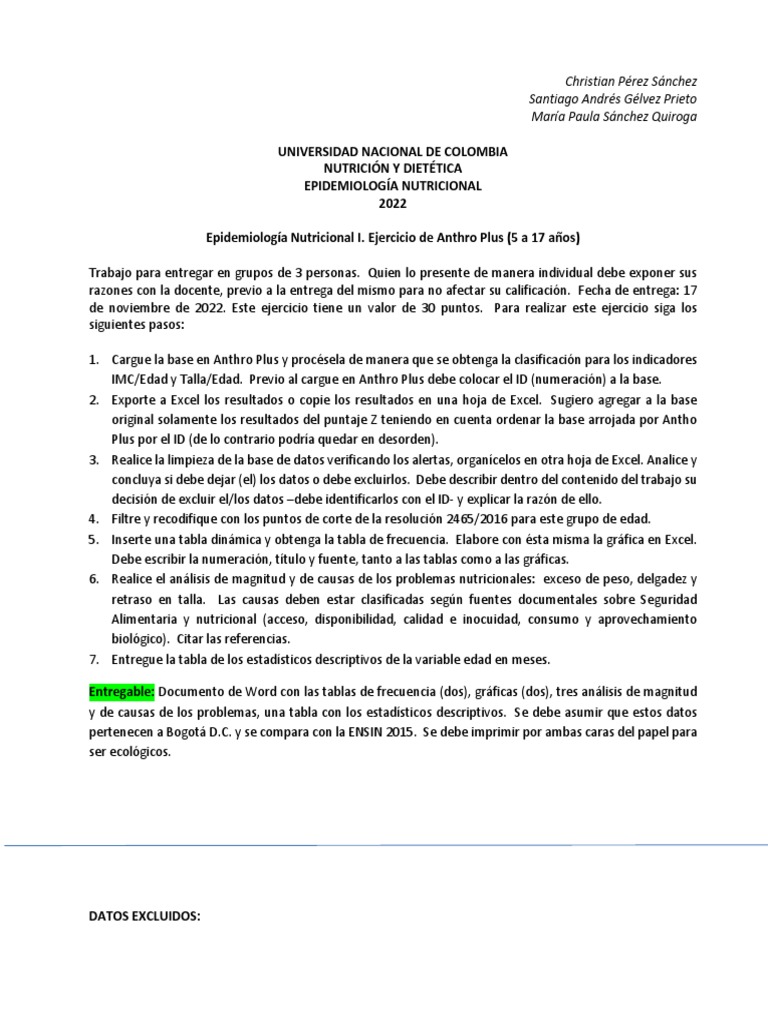 Taller Anthro Epidemiología | PDF | Índice de masa corporal | Obesidad