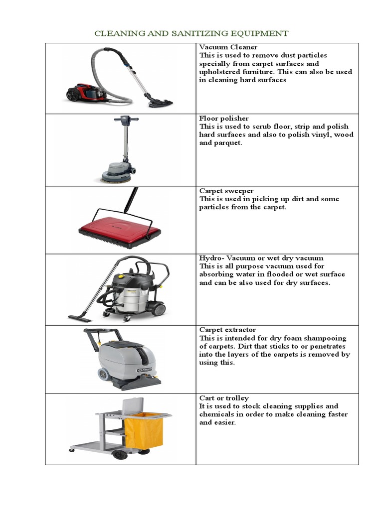 Essential Cleaning Equipment Guide | PDF | Home & Garden