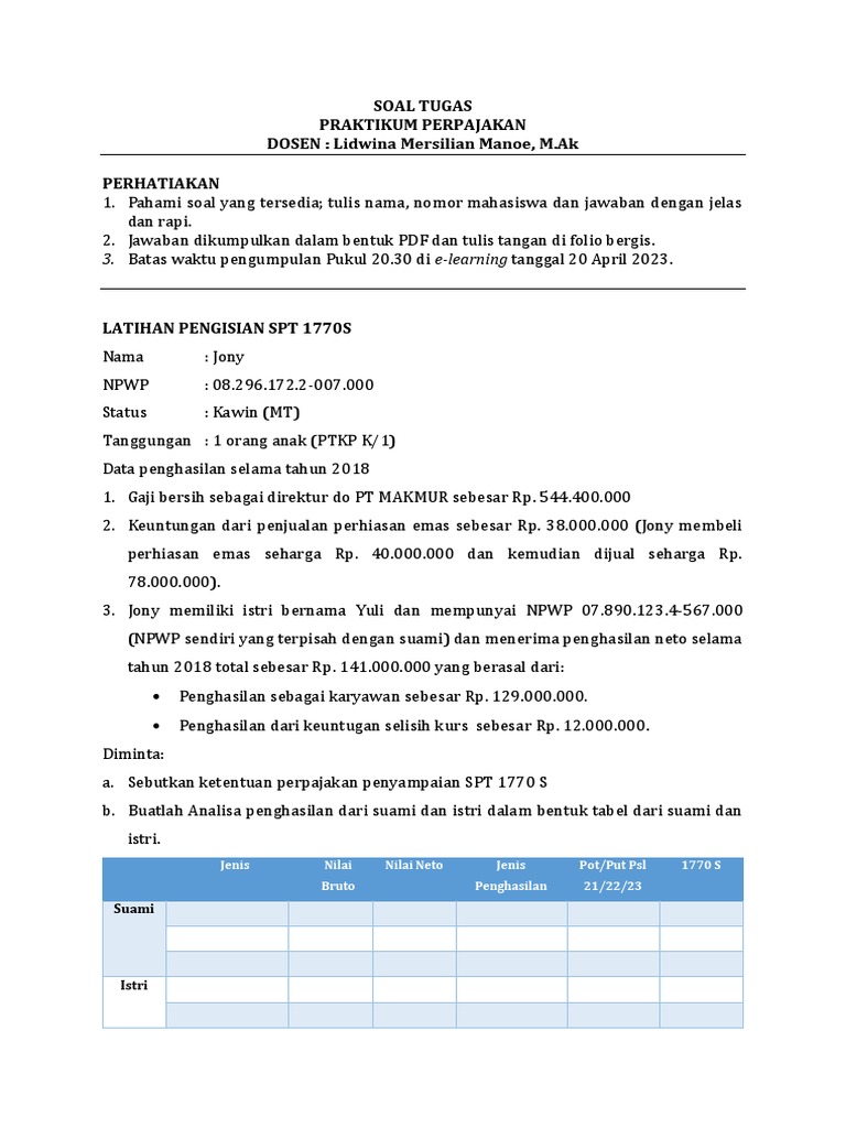 Latihan Pertemuan 6 Dan 7 - Praktikum Perpajakan | PDF