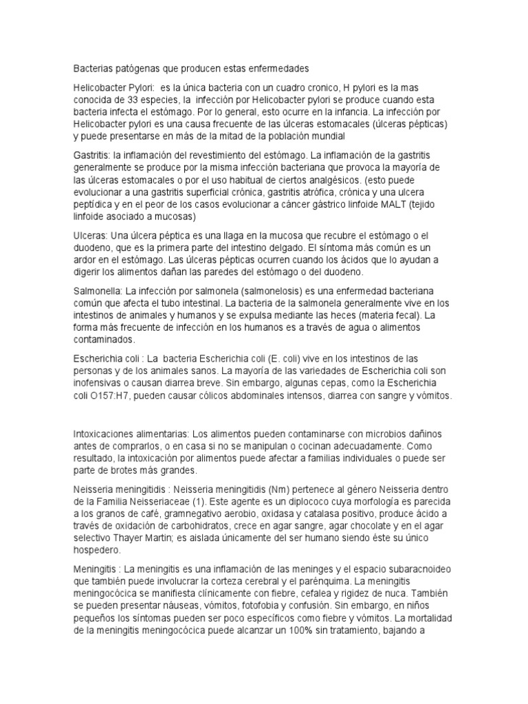 Bacterias Patógenas Que Producen Estas Enfermedades | PDF | Meningitis ...