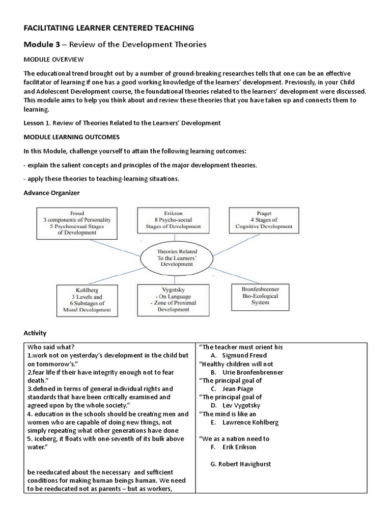 Module 3 Facilitating LCT | PDF | Id | Psychology