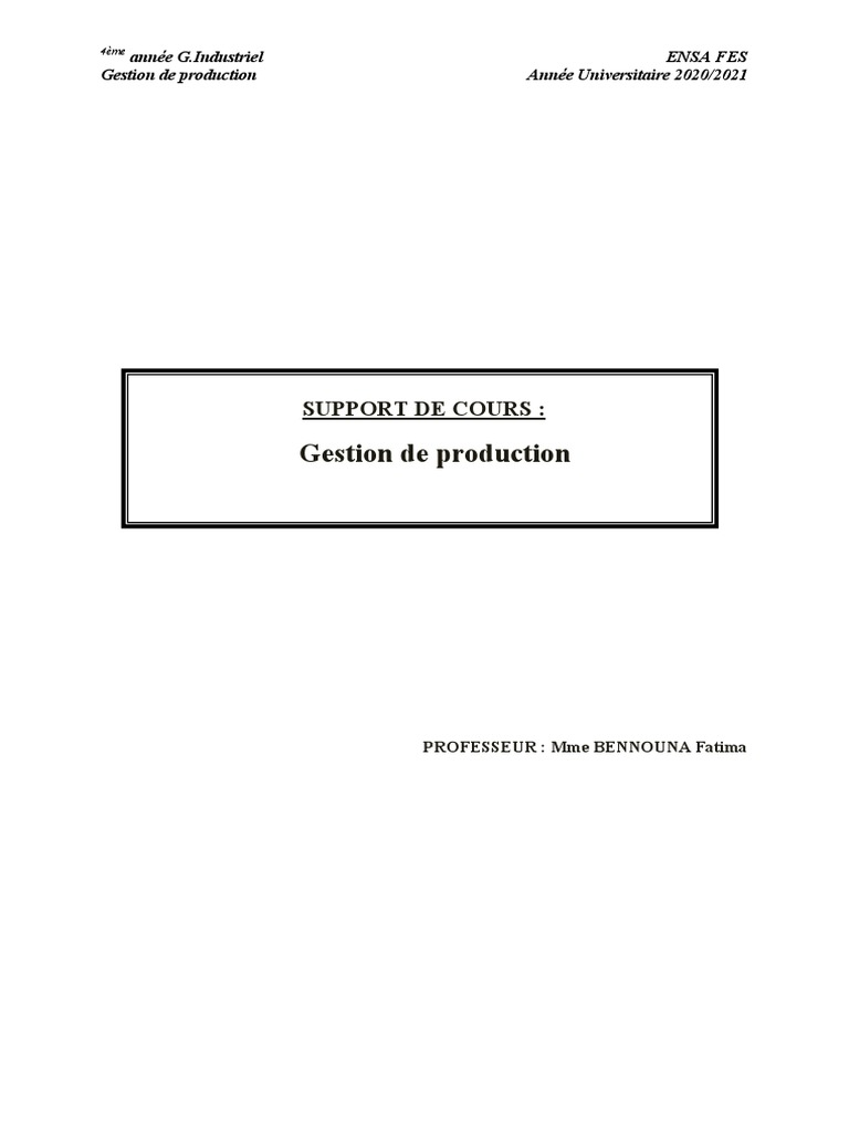 Gestion de Production : Cours et Méthodes | PDF | Inventaire | Lean ...