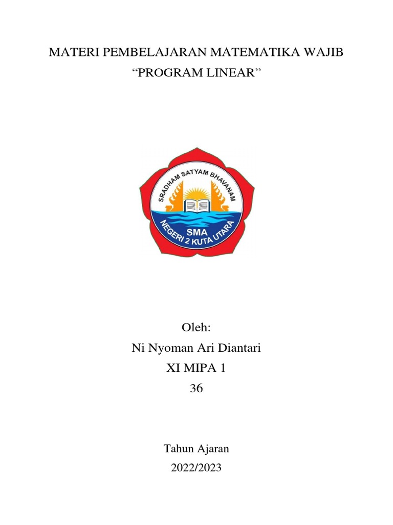 Bahan Ajar Program Linear | PDF
