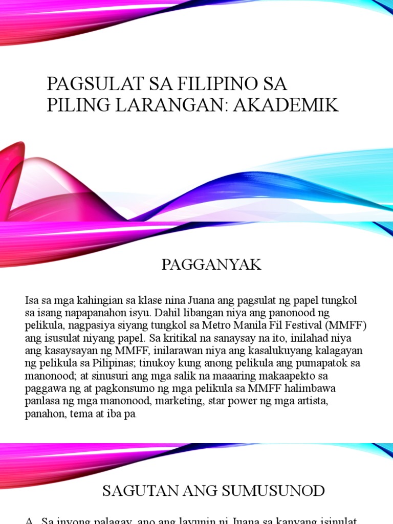 Pagsulat Sa Filipino Sa Piling Larangan: Akademik | PDF